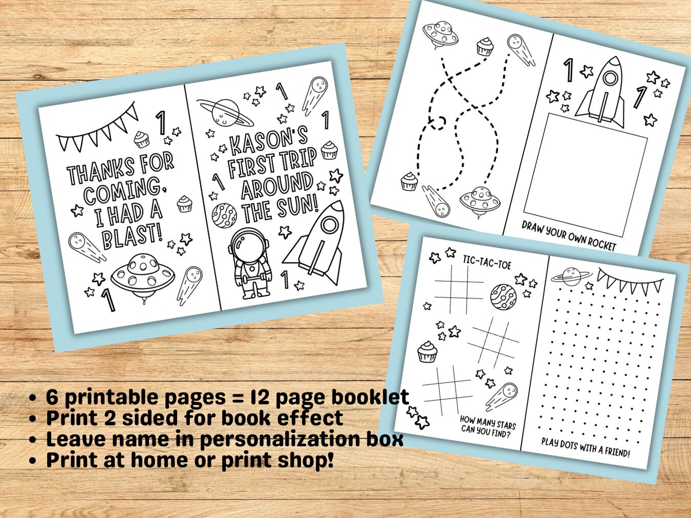 Custom First Trip Around the Sun Coloring Book for Kids Birthday Party ...