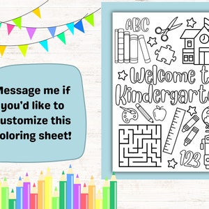 Welcome to Kindergarten Coloring Page for Kids, First Day of School ...