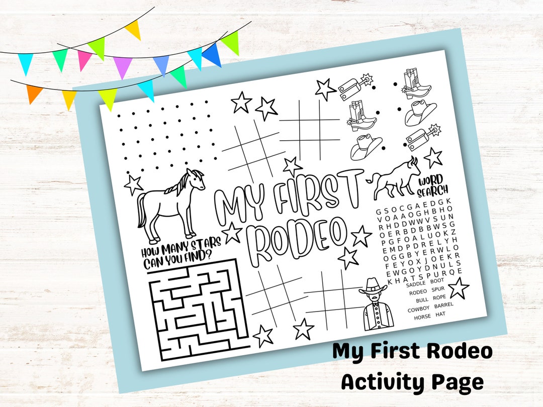 My First Rodeo Activity Pages for Kids Birthday Party, Cowboy Birthday ...
