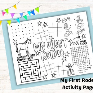 My First Rodeo Activity Pages for Kids Birthday Party, Cowboy Birthday ...