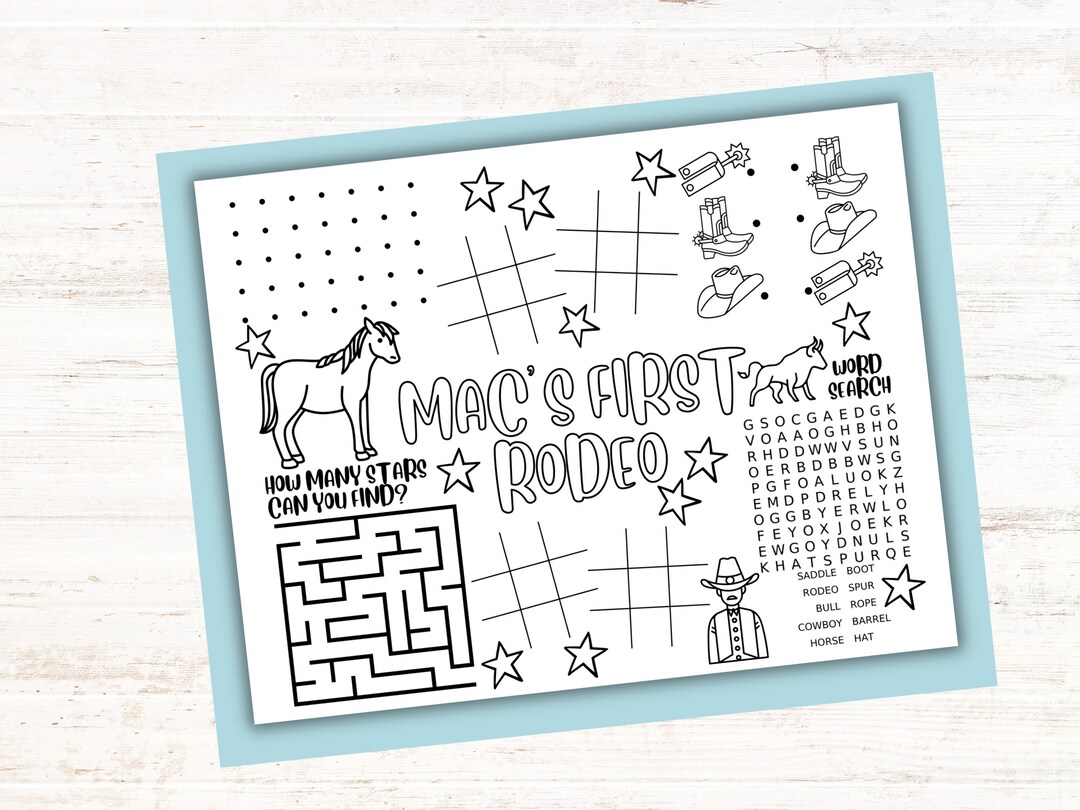 Custom My First Rodeo Activity Page for Kids Birthday Party ...