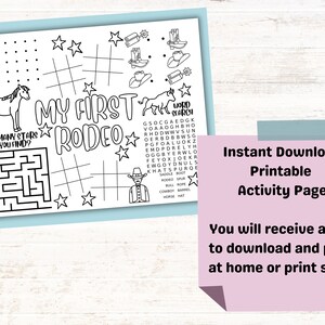 My First Rodeo Coloring Page and Activity Sheet Set for Kids Birthday ...