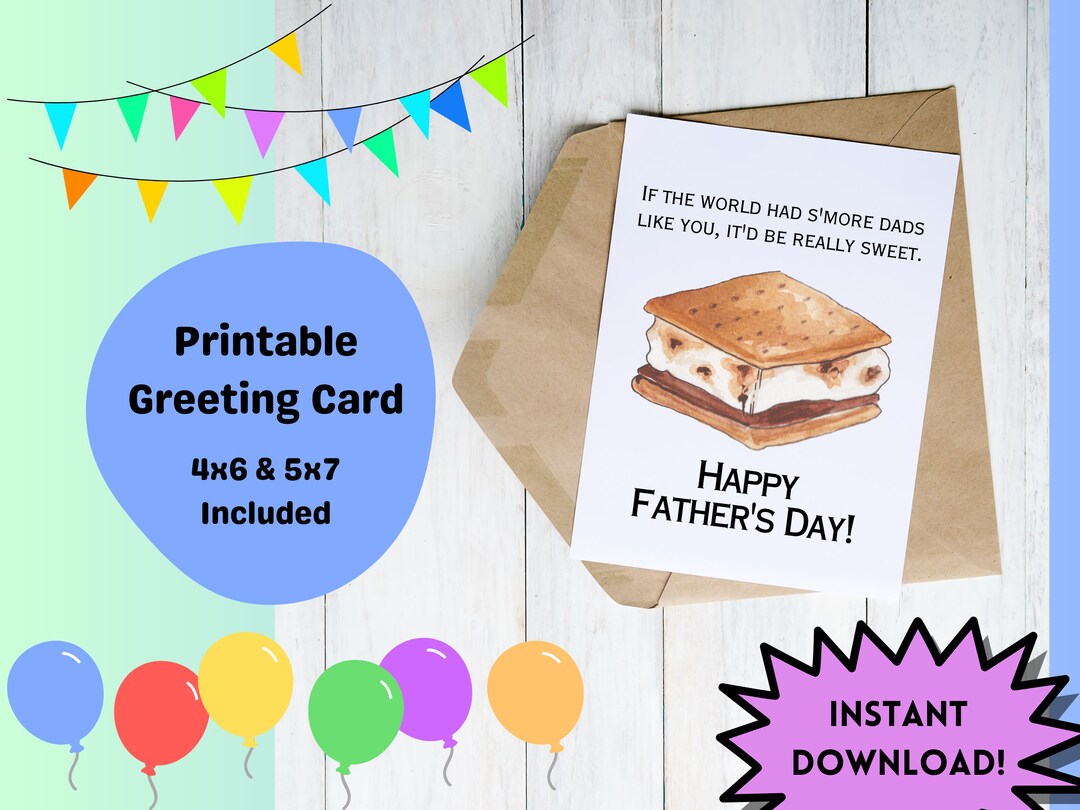 Father's Day Card Printable Pun Card Fathers Day Smore - Etsy
