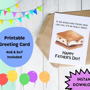 Father's Day Card Printable Pun Card Fathers Day Smore Funny Card for ...