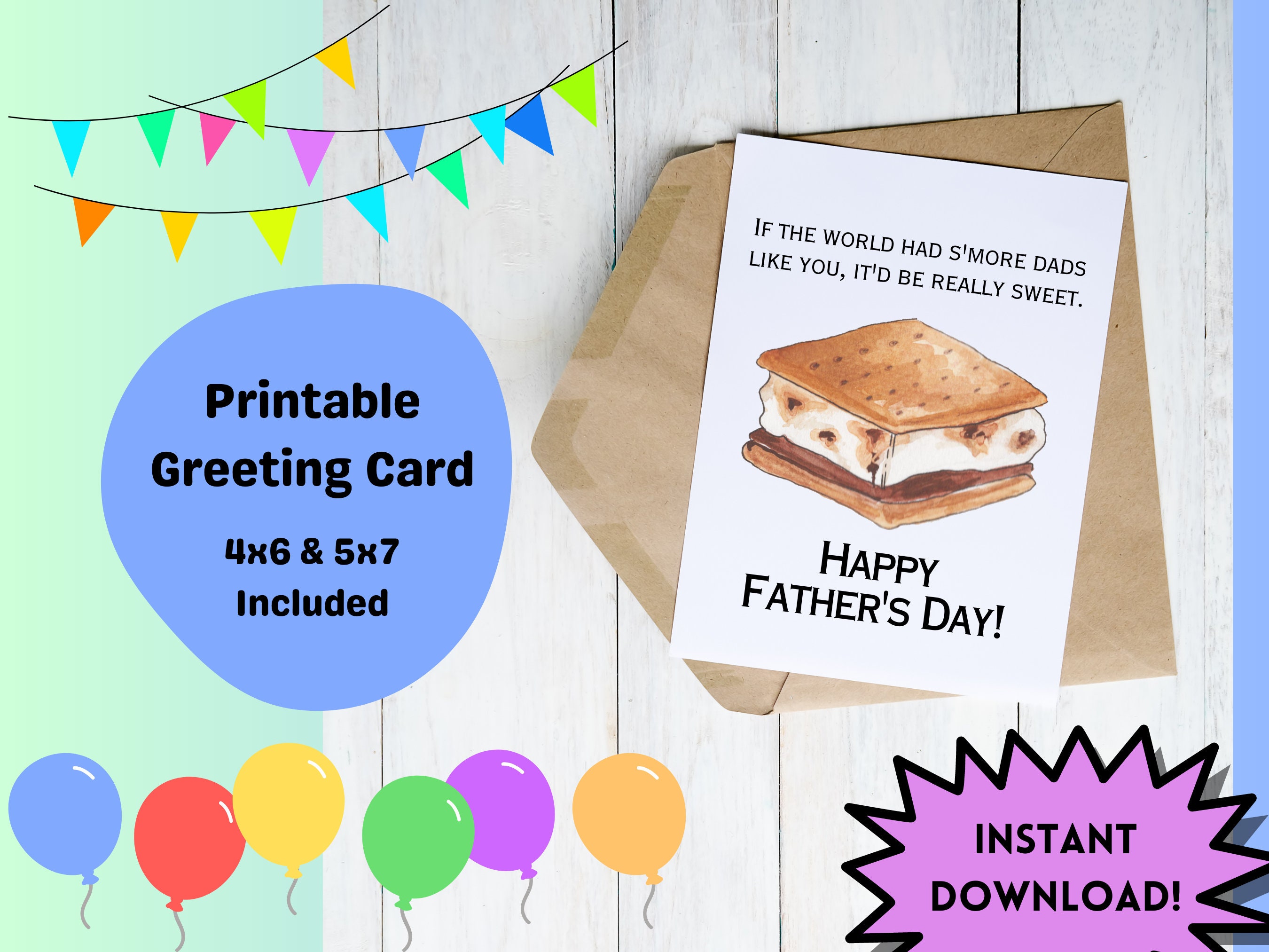 Father's Day Card Printable Pun Card Fathers Day Smore Funny Card for ...