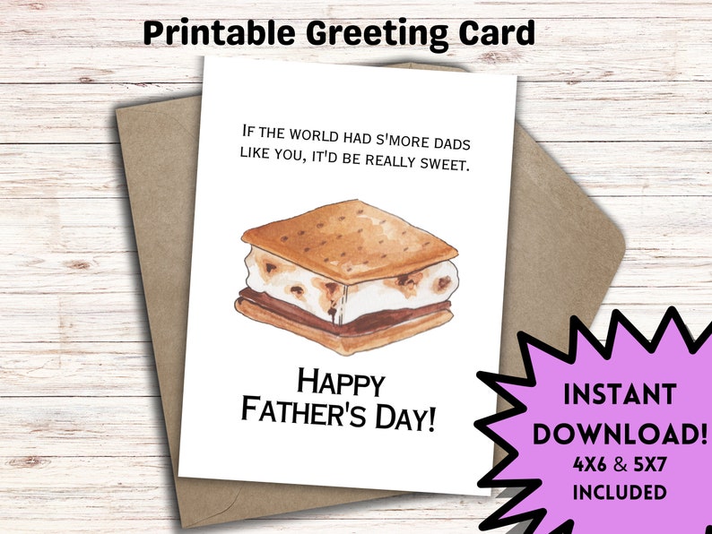 Father's Day Card Printable Pun Card Fathers Day Smore Funny Card for ...