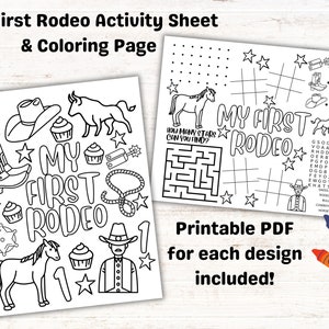 My First Rodeo Coloring Page and Activity Sheet Set for Kids Birthday ...