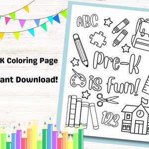 Preschool Coloring Page for Kids, First Day of School Activity ...