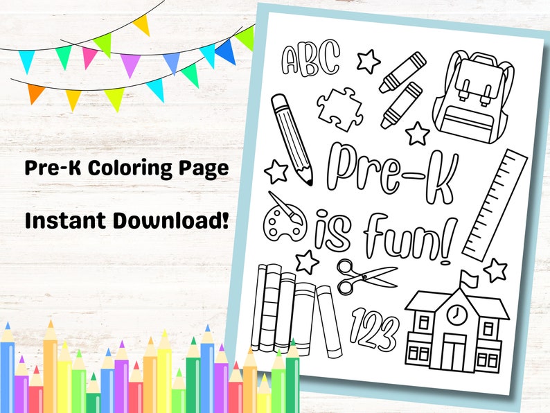 Preschool Coloring Page for Kids, First Day of School Activity ...