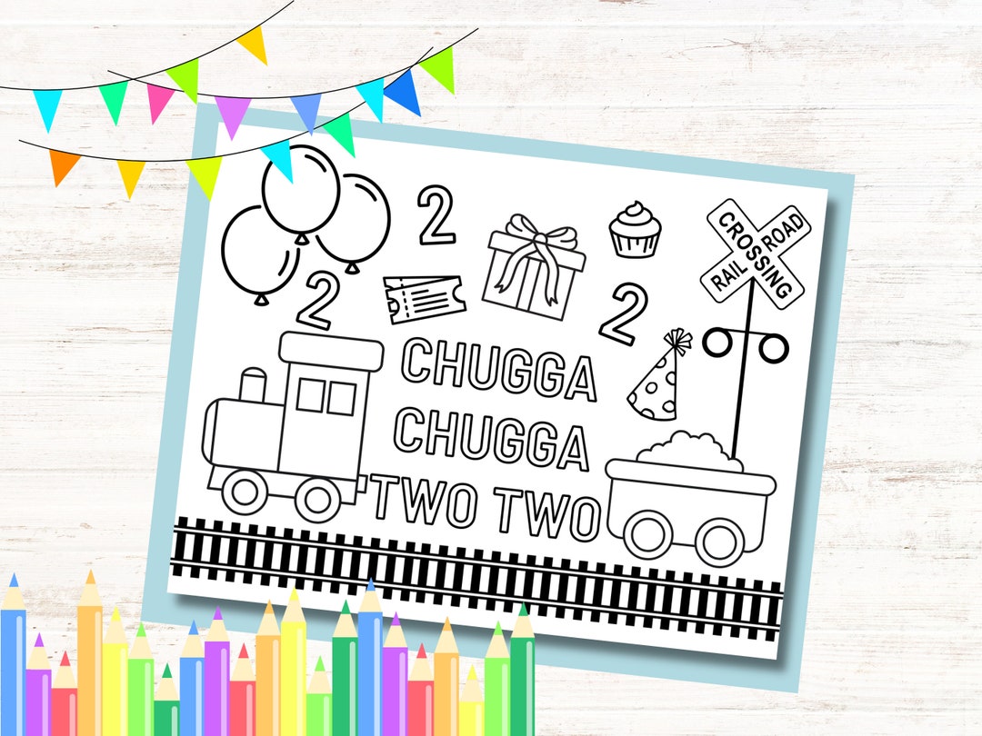 Chugga Chugga Two Two Coloring Sheet Kids Birthday Party Activity ...