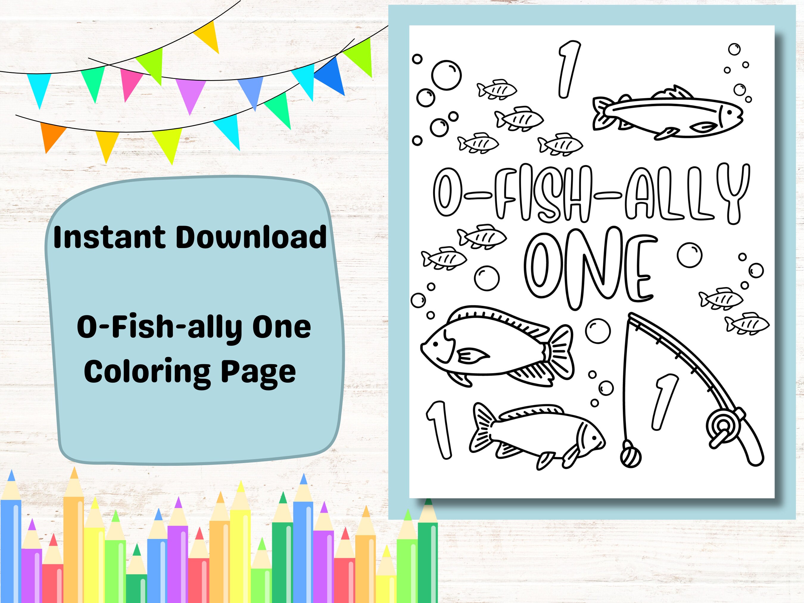Ofishally One Coloring Page Kids Birthday Party Activity, Kids Party ...