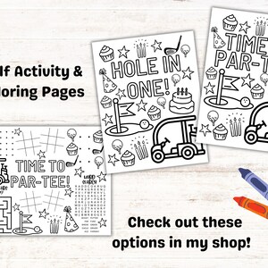 Time to Par-tee Activity Page for Kids Birthday Party, Golf Birthday ...