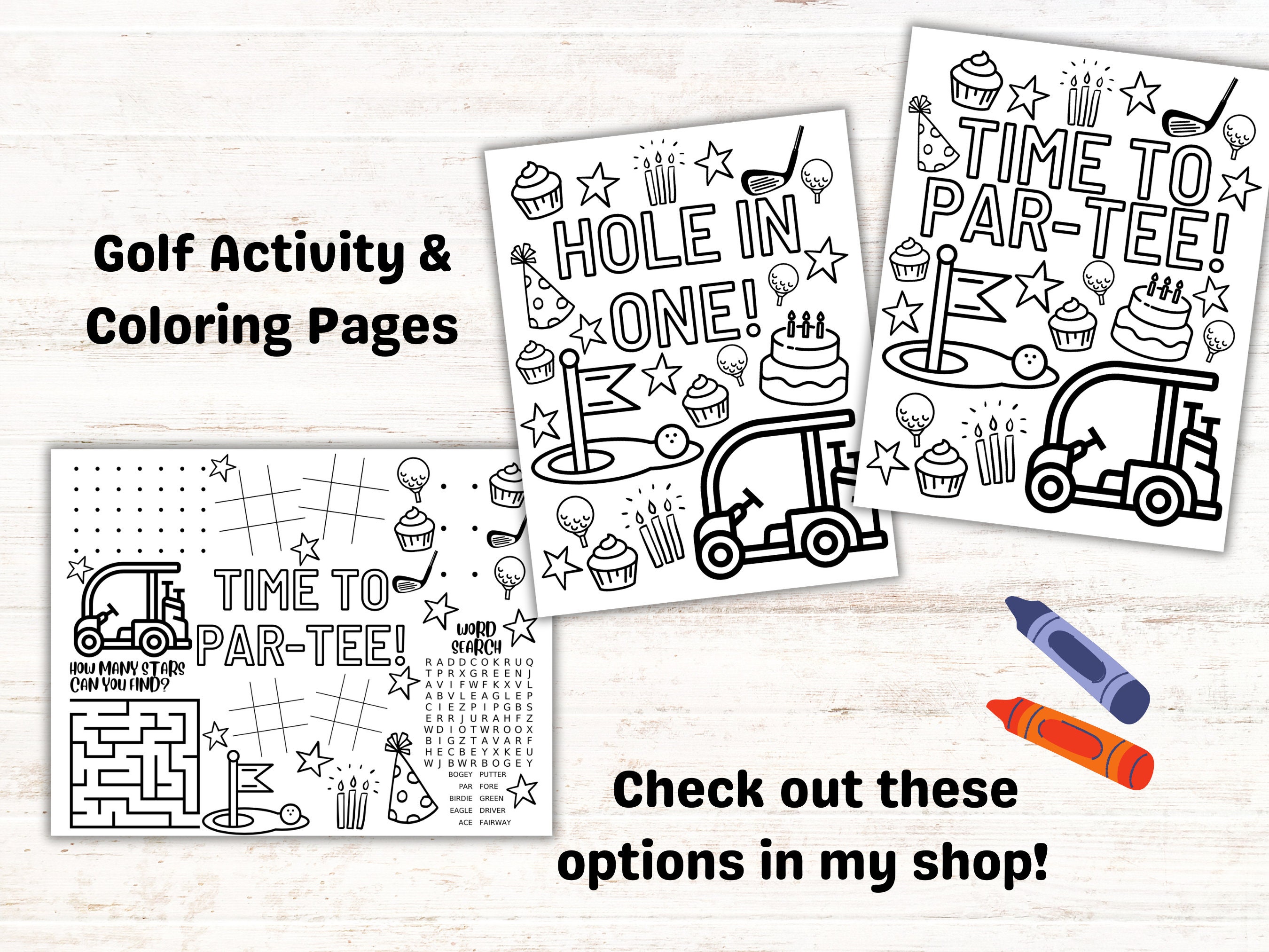 Time to Par-tee Activity Page for Kids Birthday Party, Golf Birthday ...