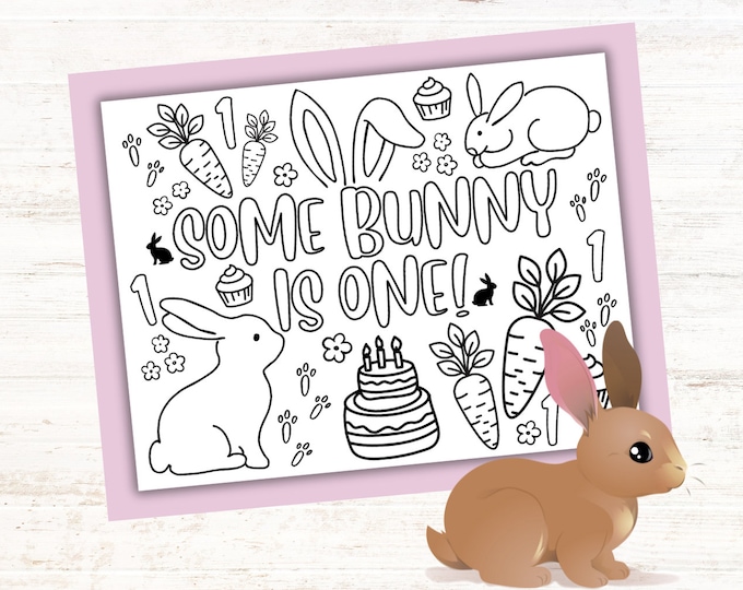 Personalized BUNNY Birthday Party Coloring Pages, Some Bunny is Turning ...