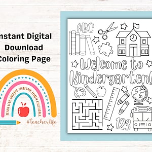 Welcome to Kindergarten Coloring Page for Kids, First Day of School ...