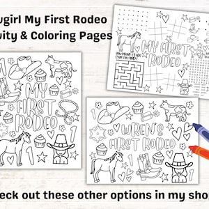 My First Rodeo COWGIRL Coloring Page for Kids Birthday Party, Cowboy ...