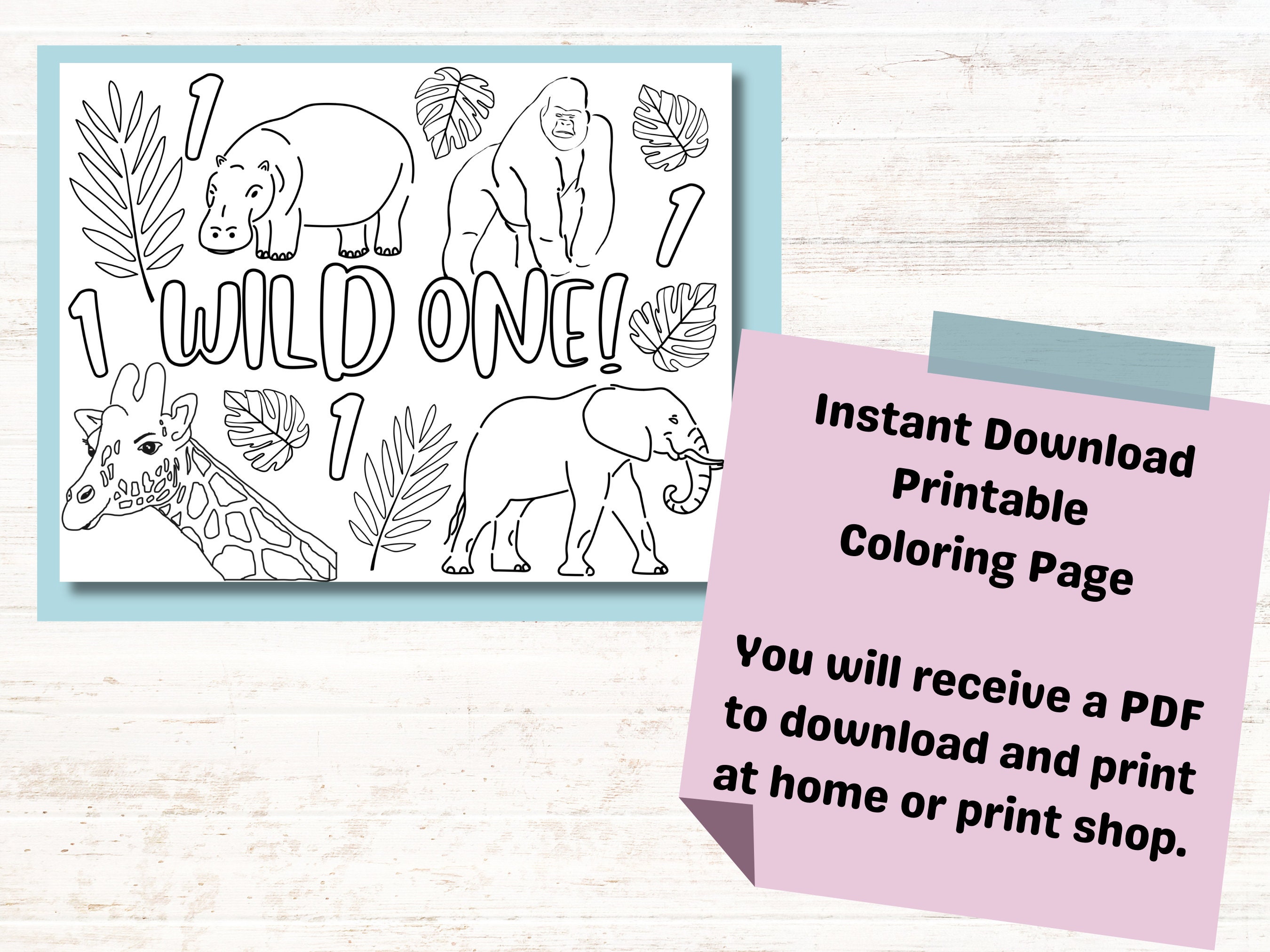 Wild One Coloring Pages for Kids Birthday Party First - Etsy