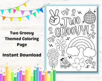 2nd Birthday ‘two Groovy’ Coloring Sheet Activity - Etsy