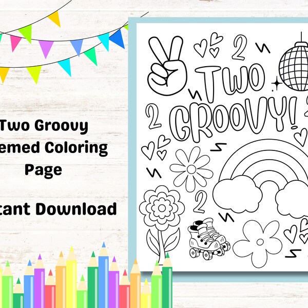 Two Groovy Coloring Pages - Etsy