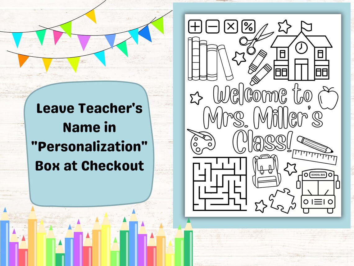 Welcome to Class Coloring Page for Kids, First Day of School Activity ...