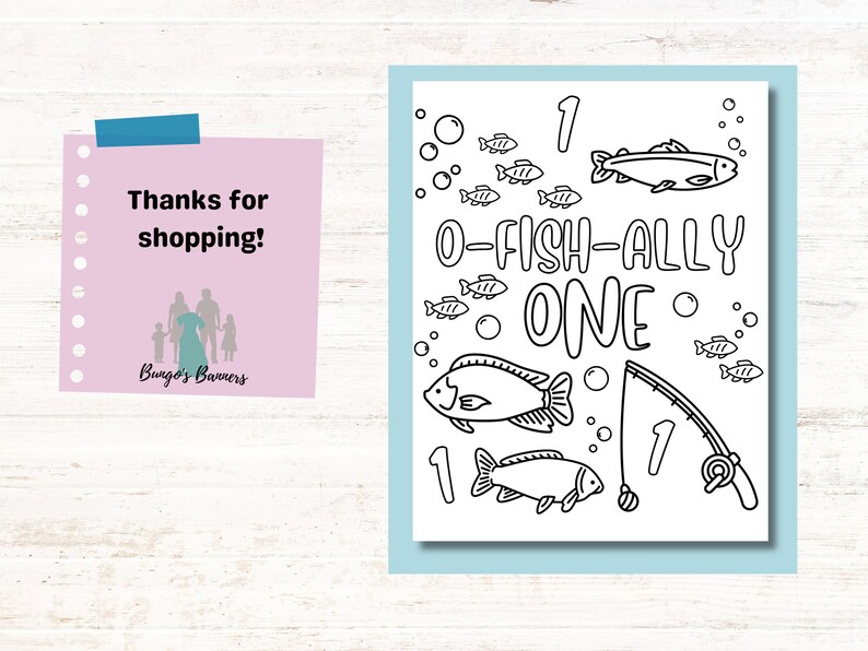 Ofishally One Coloring Page Kids Birthday Party Activity, Kids Party ...