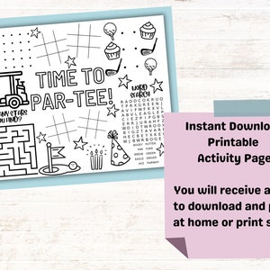 Time to Par-tee Coloring Page and Activity Sheet Set for Kids Birthday ...