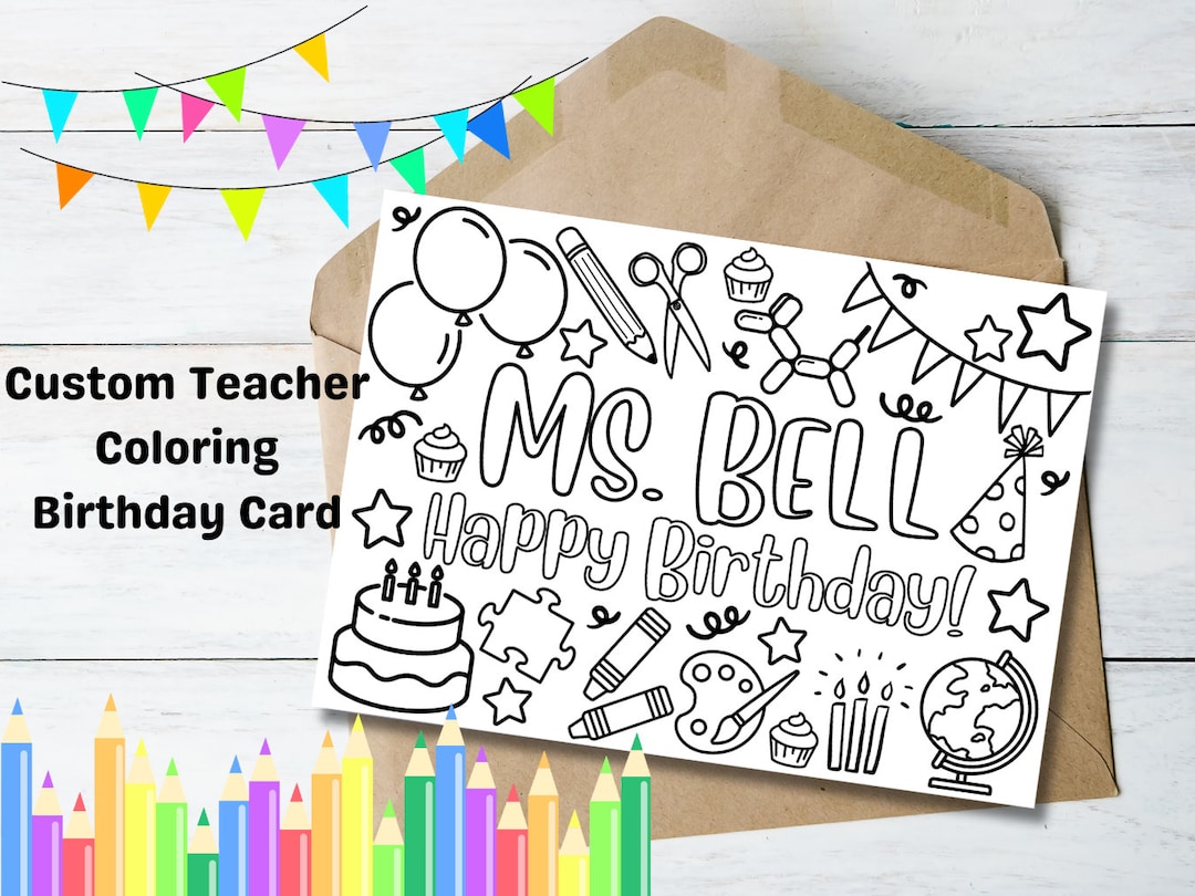 Custom Teacher Birthday Card From Students, Personalized Teacher ...