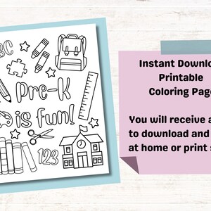 Preschool Coloring Page for Kids, First Day of School Activity ...