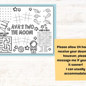 Space Birthday Activity Page for Kids Birthday Party, Space Birthday ...