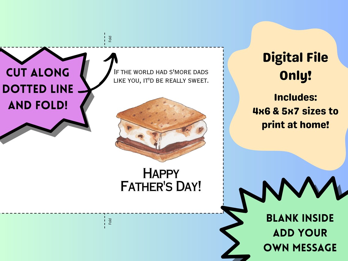 Father's Day Card Printable Pun Card Fathers Day Smore - Etsy