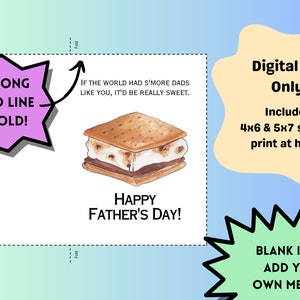 Father's Day Card Printable Pun Card Fathers Day Smore Funny Card for ...