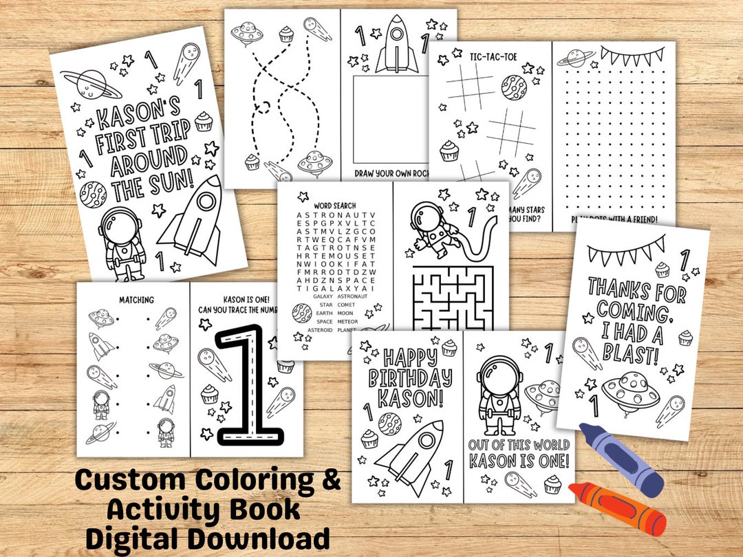 Custom First Trip Around the Sun Coloring Book for Kids Birthday Party ...