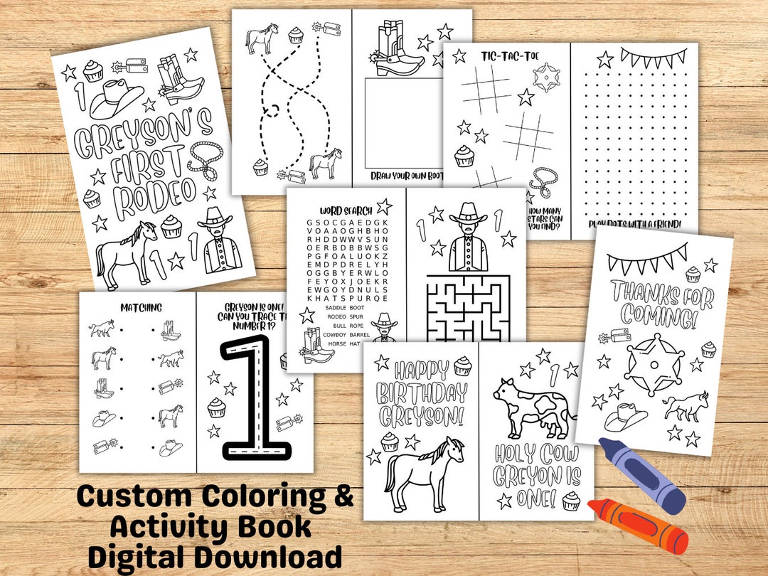 Custom My First Rodeo Coloring Book for Kids Birthday Party ...