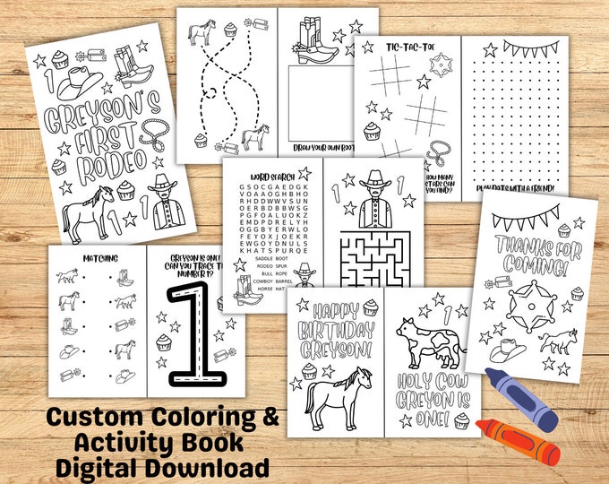 Custom My First Rodeo Coloring Book for Kids Birthday Party ...