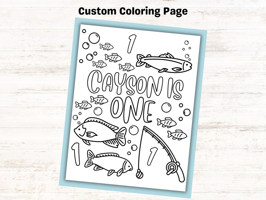 Custom Fish Coloring Page, Ofishally One Activity Sheet Kids Birthday ...