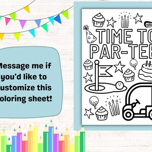 Time to Par-tee Hole in One Coloring Pages for Kids Birthday Party ...