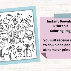My First Rodeo Coloring Page and Activity Sheet Set for Kids Birthday ...