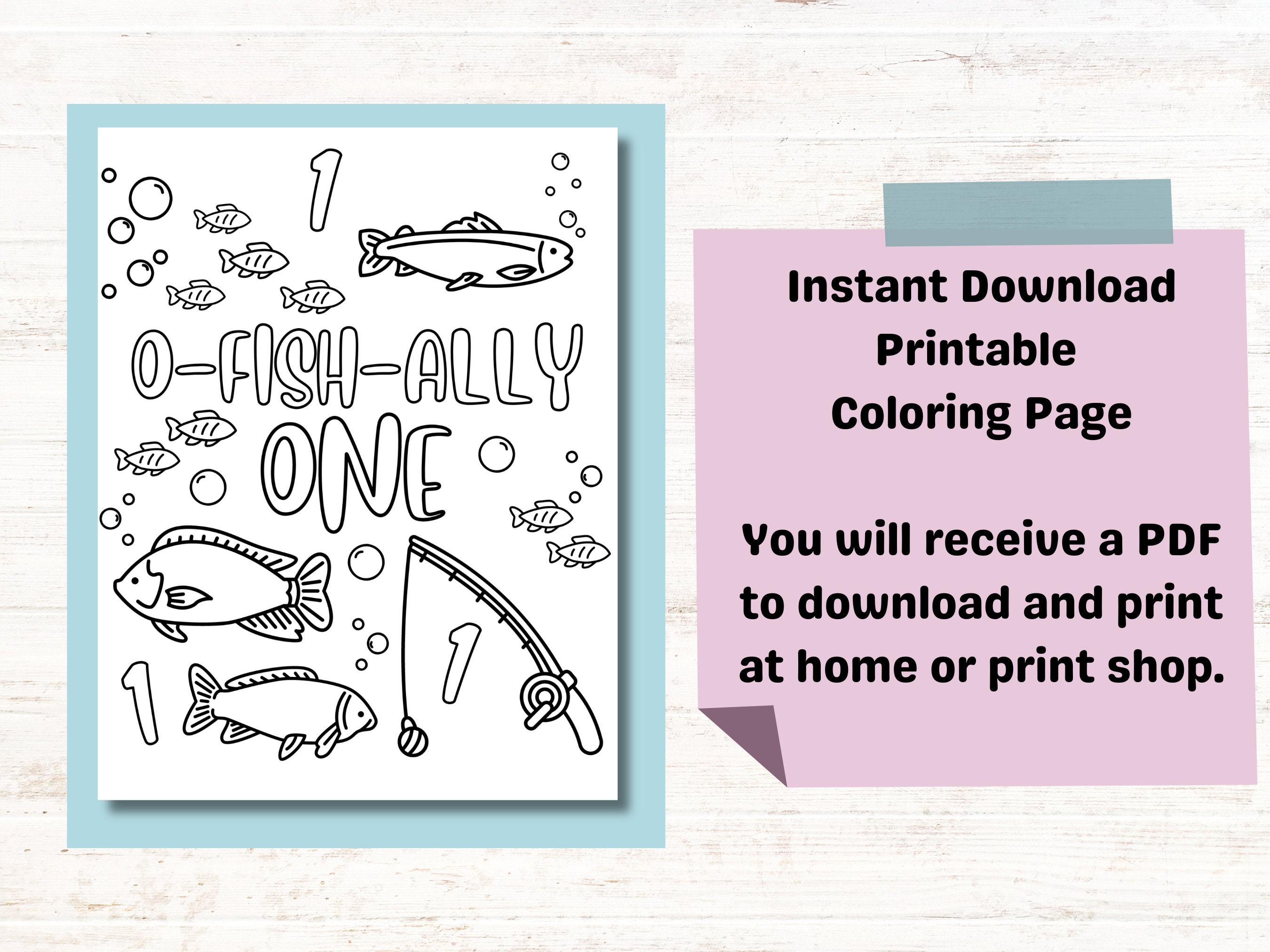 Custom Fish Coloring Page, Ofishally One Activity Sheet Kids Birthday ...