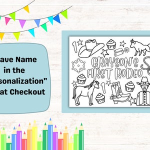 Custom My First Rodeo Coloring Pages for Kids Birthday Party ...