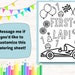 First Lap Coloring Page Kids Birthday Party Activity, Kids Party ...