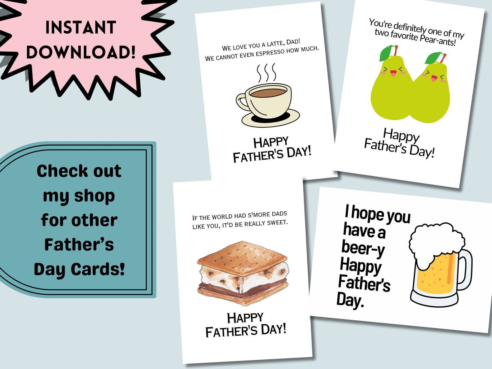 Father's Day Card Printable Pun Card Fathers Day Smore Funny Card for ...