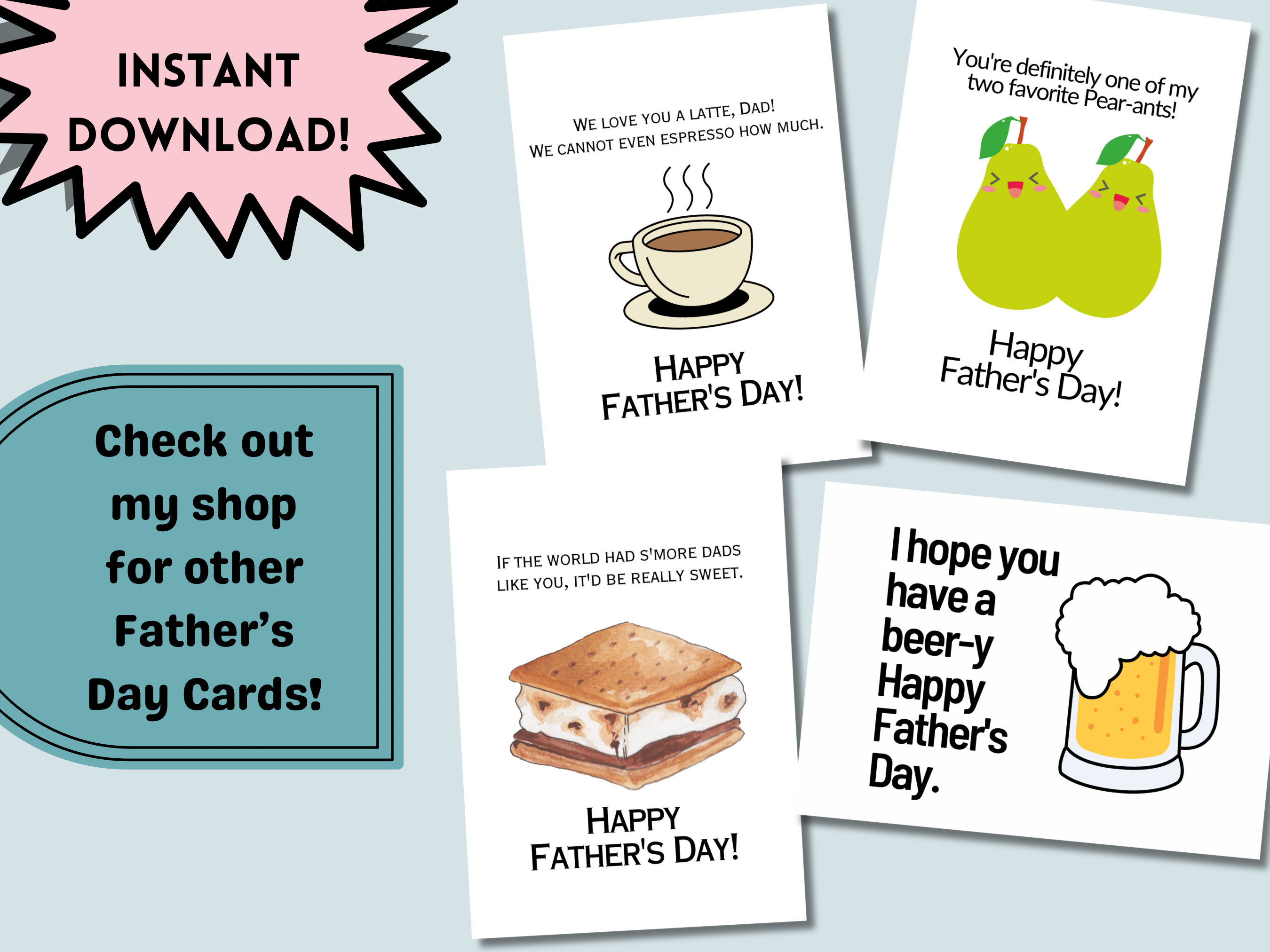Father's Day Card Printable Pun Card Fathers Day Smore Funny Card for ...