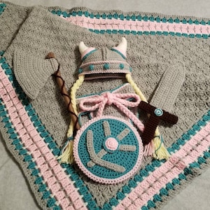 Crochet Baby Shield Maiden Viking Diaper Cover & Hat Shield | Etsy