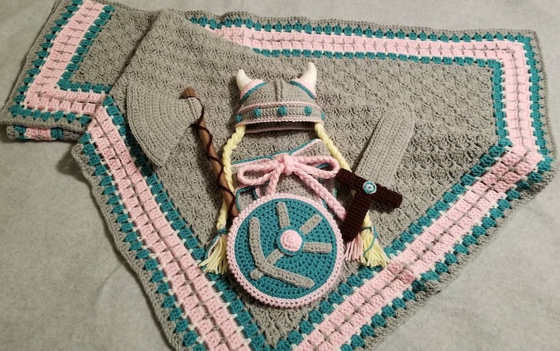 Crochet Baby Shield Maiden Viking Diaper Cover & Hat Shield | Etsy