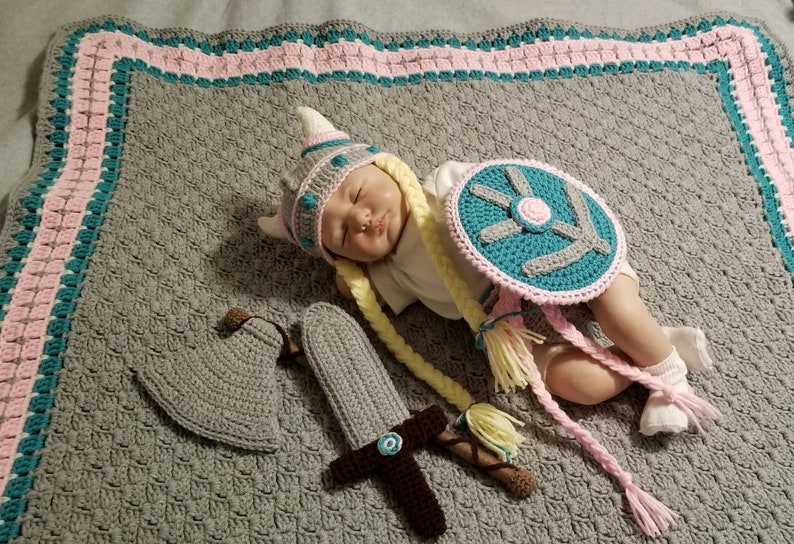 Crochet Baby Shield Maiden Viking Diaper Cover & Hat - Shield Maiden ...