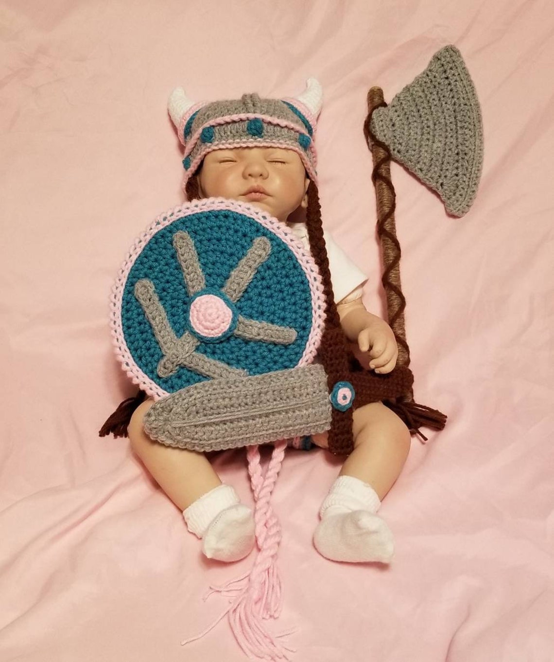 Crochet Baby Shield Maiden Viking Diaper Cover & Hat Shield | Etsy