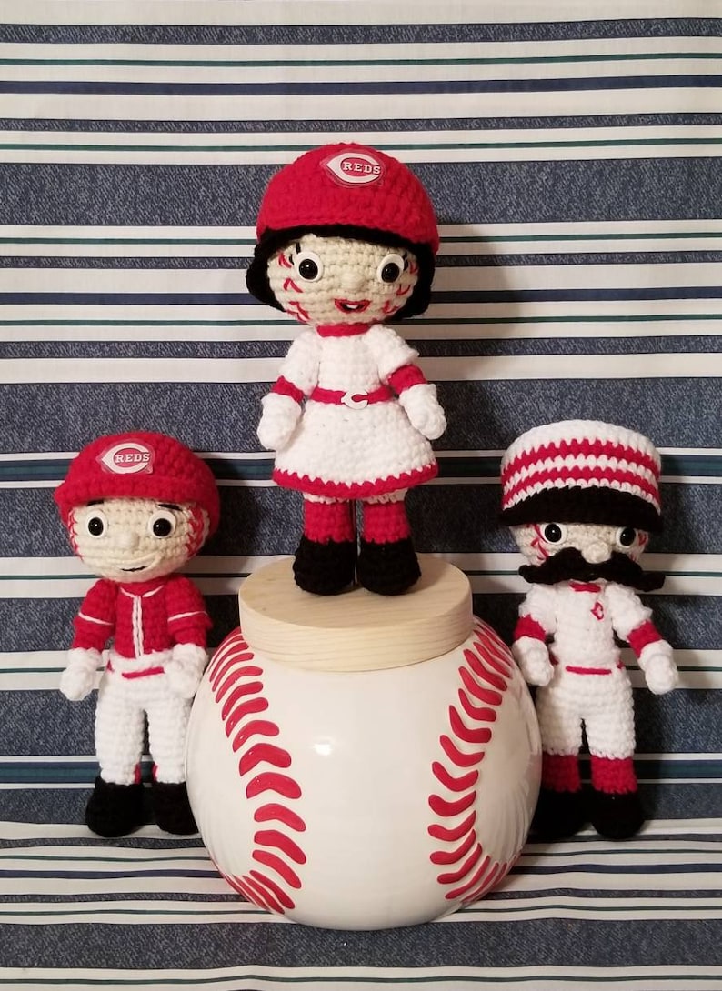 Cincinnati Reds Mascot Collectible Crochet Doll Rosie Red Mr Red ...