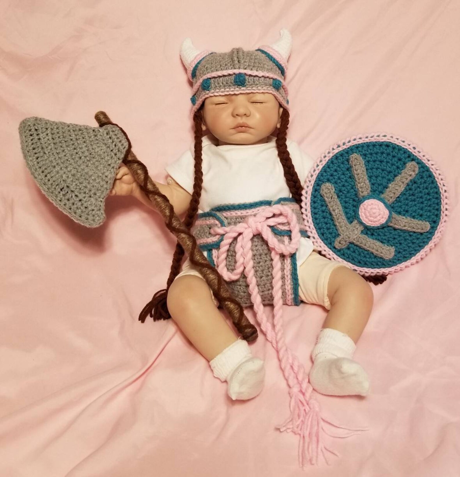Crochet Baby Shield Maiden Viking Diaper Cover & Hat Shield | Etsy