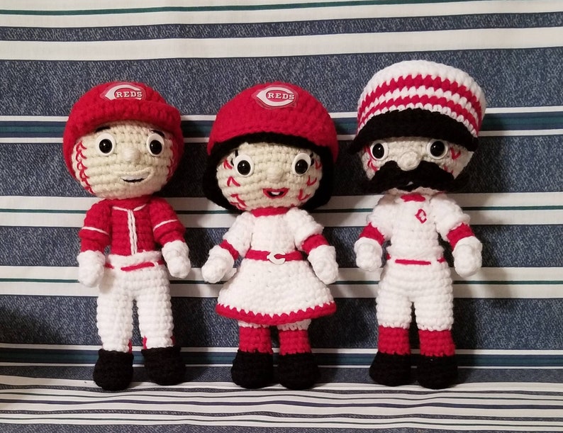 Cincinnati Reds Mascot Collectible Crochet Doll Rosie Red Mr Red ...