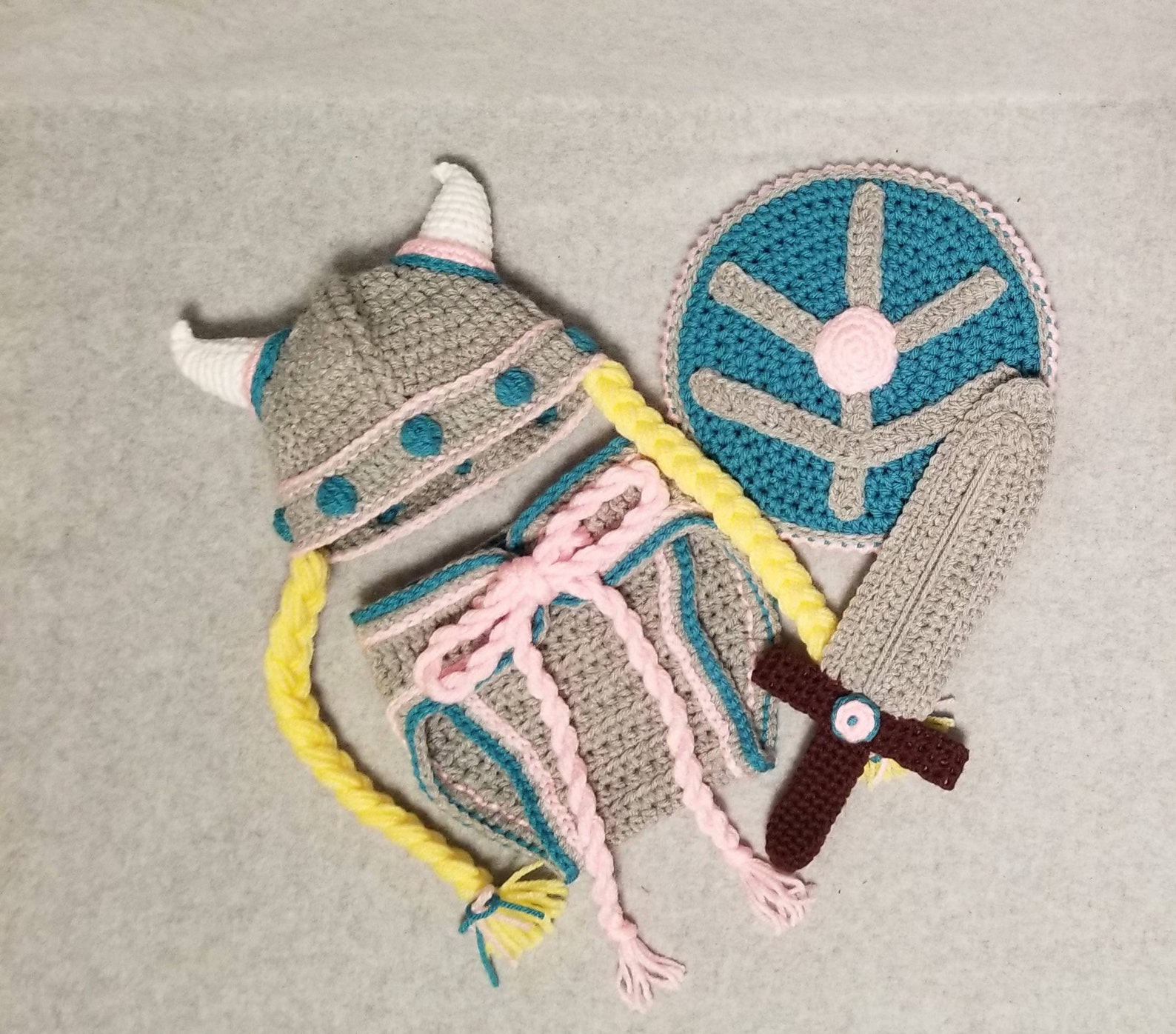 Crochet Baby Shield Maiden Viking Diaper Cover & Hat Shield | Etsy